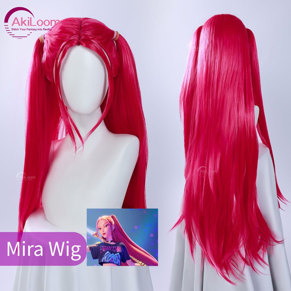 AkiLoom Anime KPop Demon Hunters Superstar Mira Cosplay Wig Red Long ...