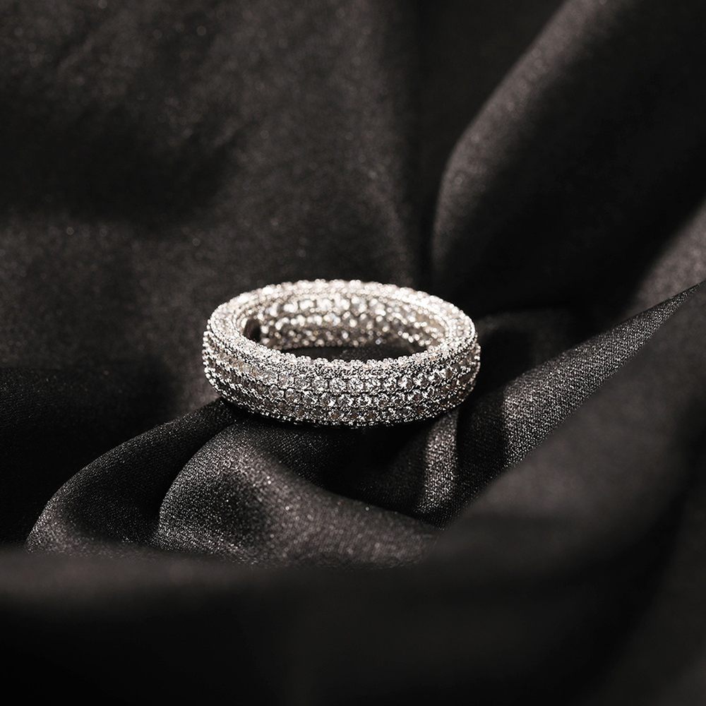 Iced Out 3 Rows Full Bling CZ Stone Gold/Silver/Rose Gold Rings