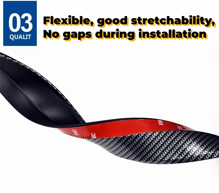Car front lip anti-collision carbon fiber rubber strip