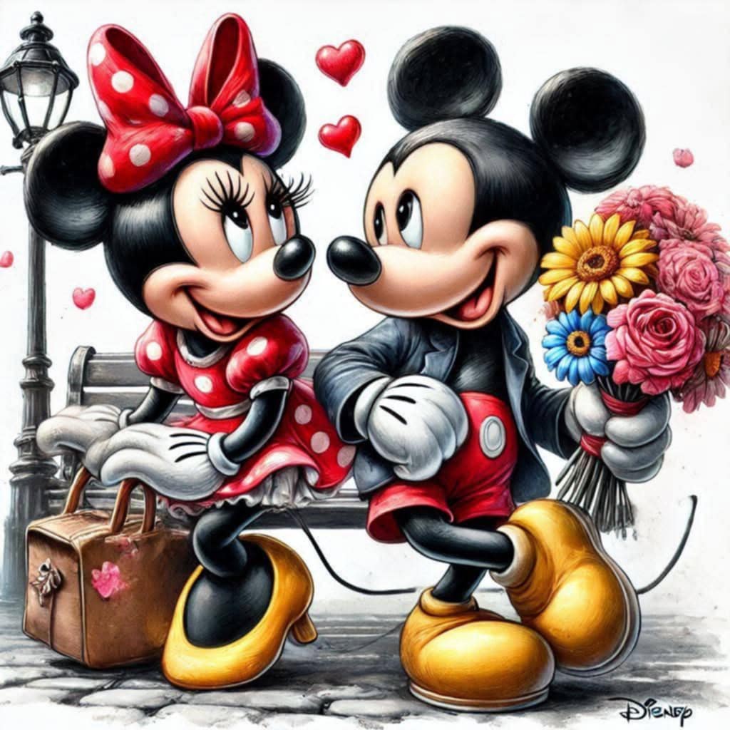 Mickey Mouse (velvet cloth) Fairy Dust Drills full round/square diamond ...