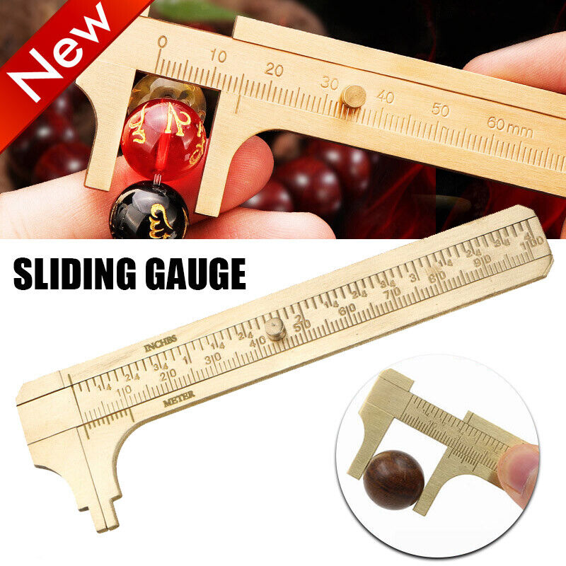 100mm Mini Brass Sliding Gauge Vernier Caliper Ruler Pocket Measuring ...