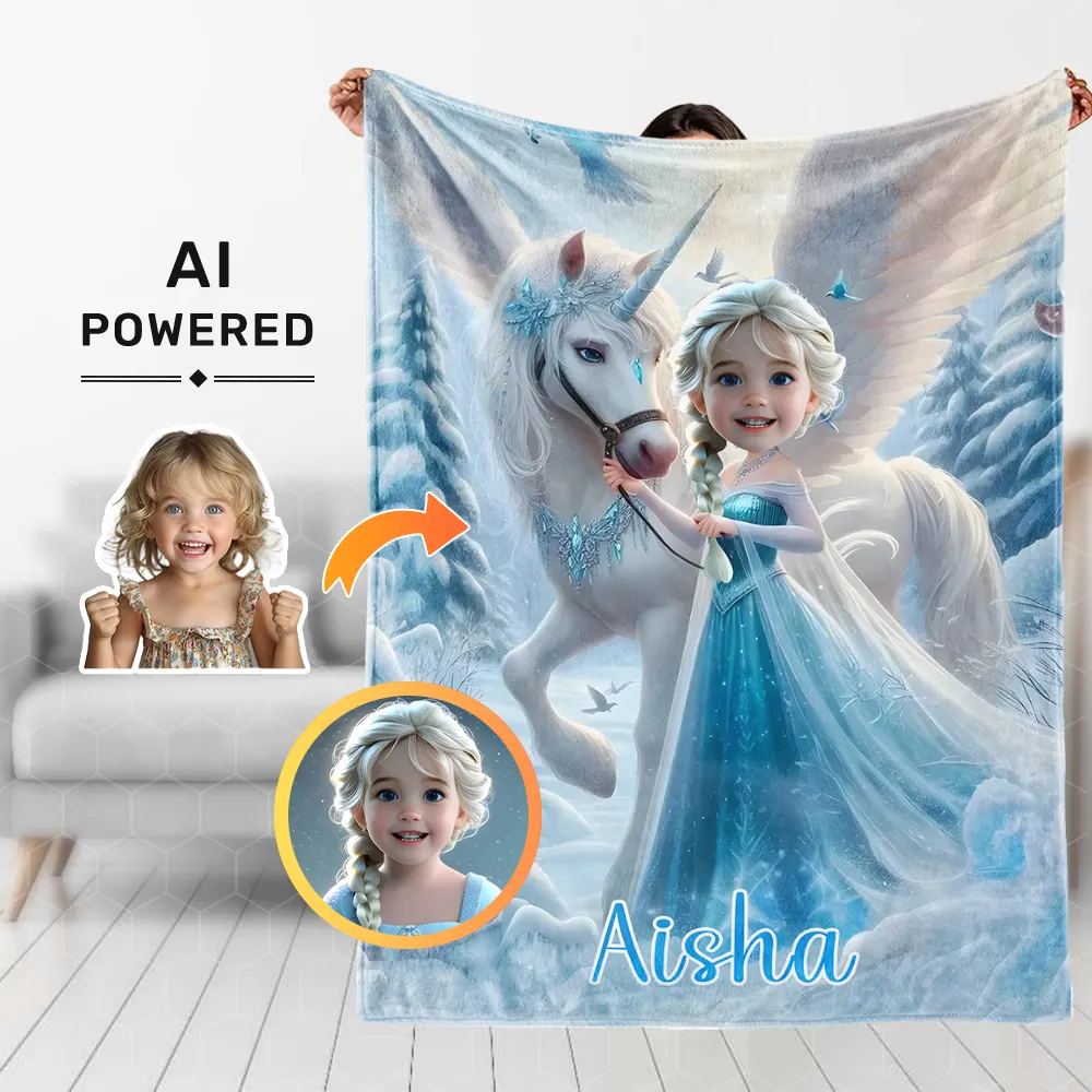 Custom Photo Blankets AI-Powered 3D Princess Corn Horse Personalized ...
