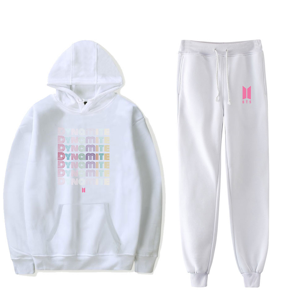 BTS Dynamite Letters Print Patterns Long Sleeve Hoodie with SweatPants