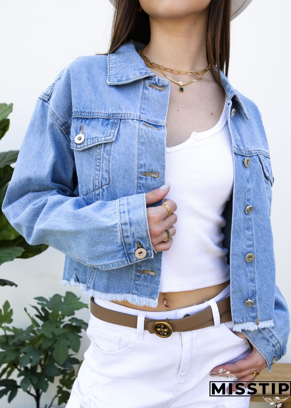 Cropped Premium Denim Jacket - MissTip