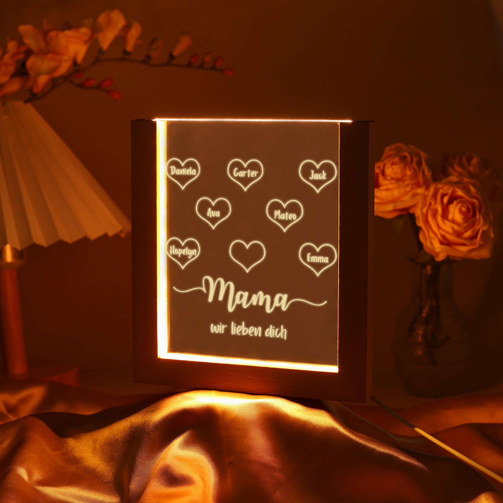 Kettenmachen Personalisierte 7 Namen & Text Herz Familie Acryl Rahmen ...