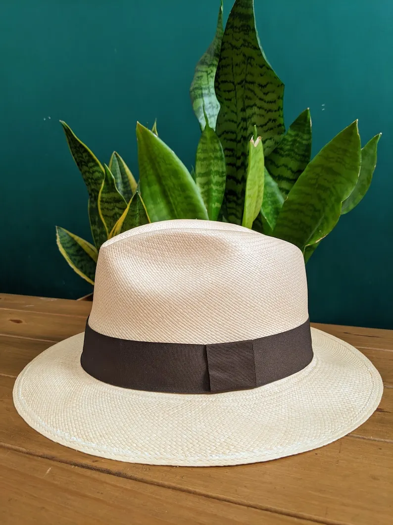 Genuine Ecuadorian Natural Panama Hat with Dark Brown Hat Band ...