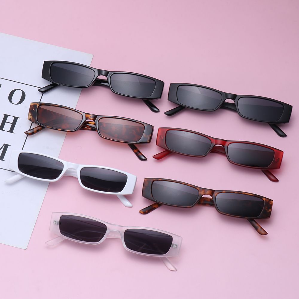 Vintage UV400 Trending Small Rectangle Sunglasses Small Frame Narrow ...