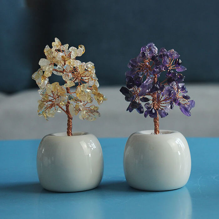 Mini Nature Healing Crystal Tree/ Feng Shui Birthstone Ornaments