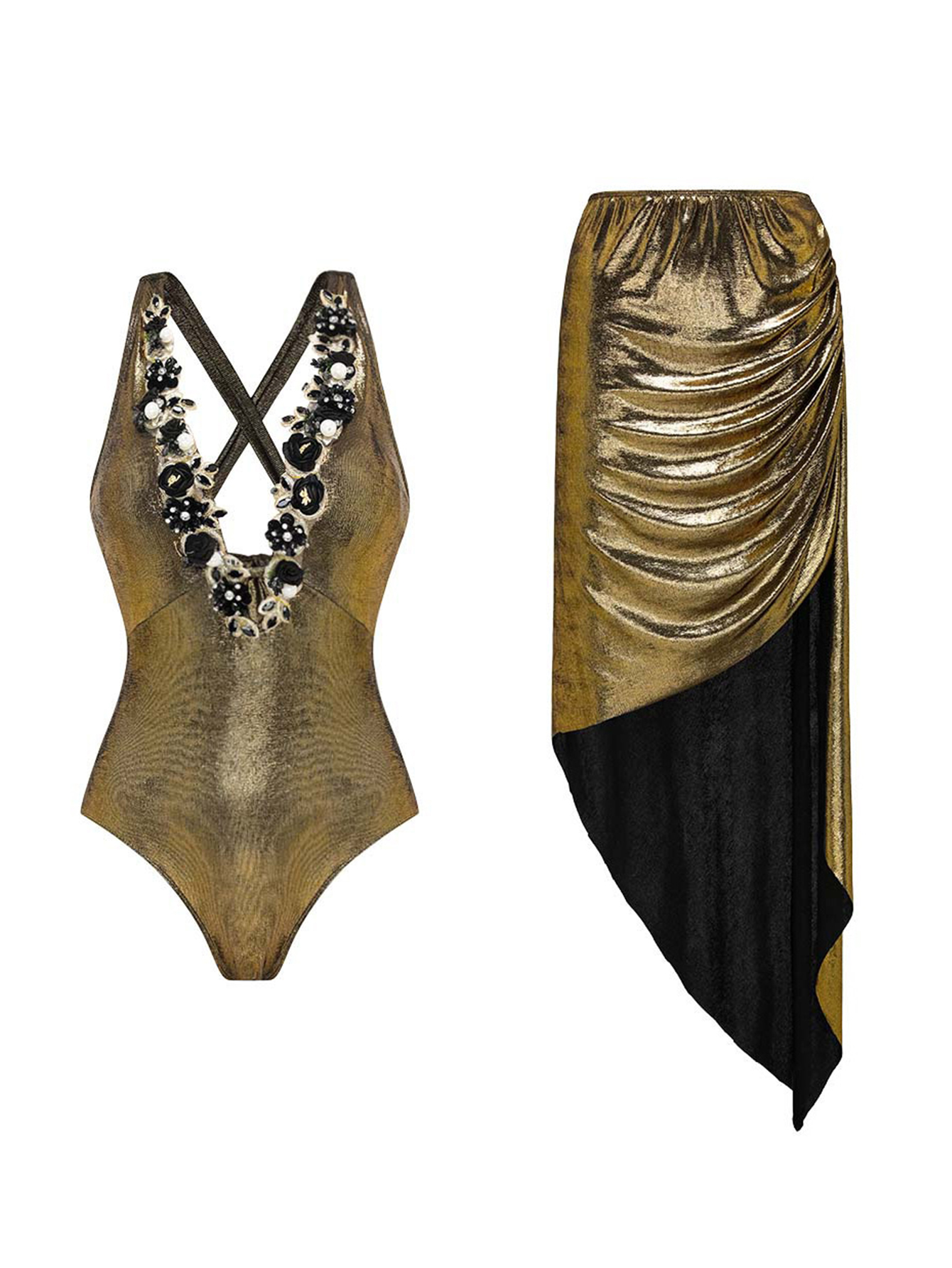 Glossy Flower Female Shiny Bathing Suit