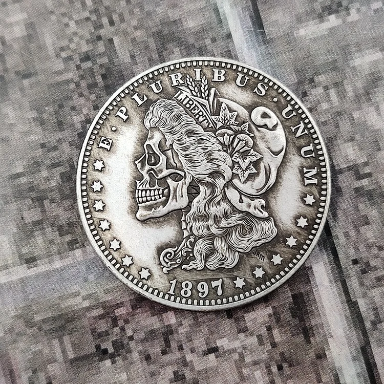 1897 Hobo Morgan Liberty Eagle Skeleton Coin