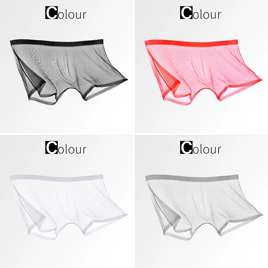 Ice Silk Sexy Mesh Full Transparent Boxer Shorts