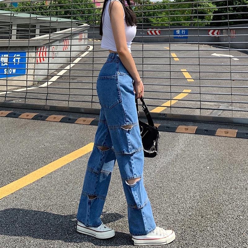 RIPPED CUTOUT HIGH WAIST JEANS