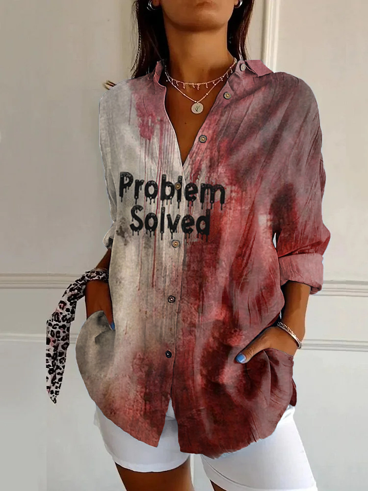Bloody Problem Solved Halloween Print Halloween Long Sleeve Shirt