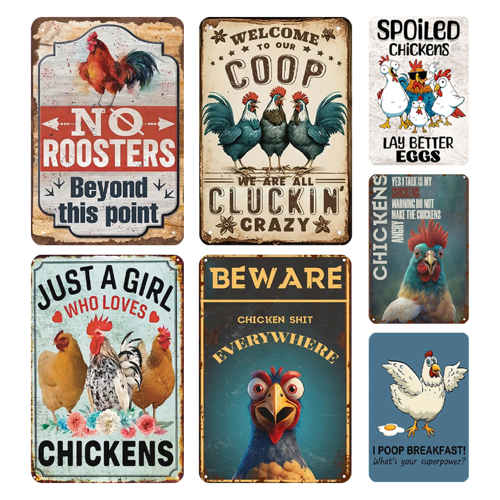 (Multi Style)Chickens - Metal Tin Signs(8*12Inch)