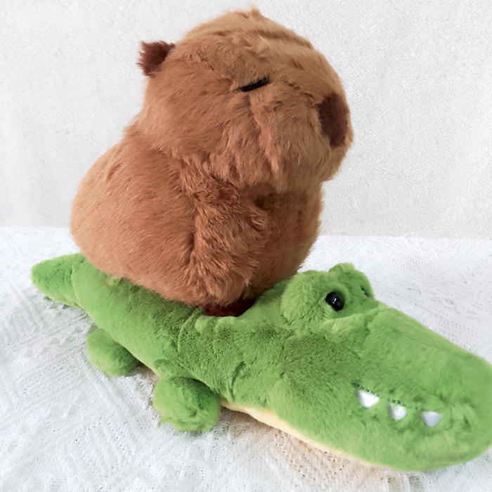 Capybara Riding Crocodile Stuffed Toy - Adorable and Cozy Fun