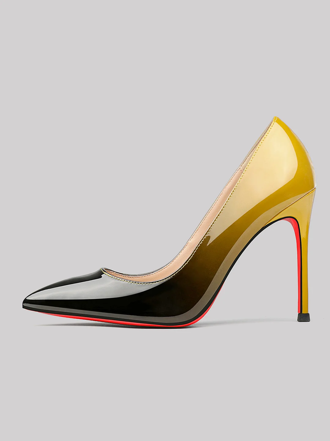 100mm Women's Red Bottom Gradient Color High Heels Pointed Toe Patent ...