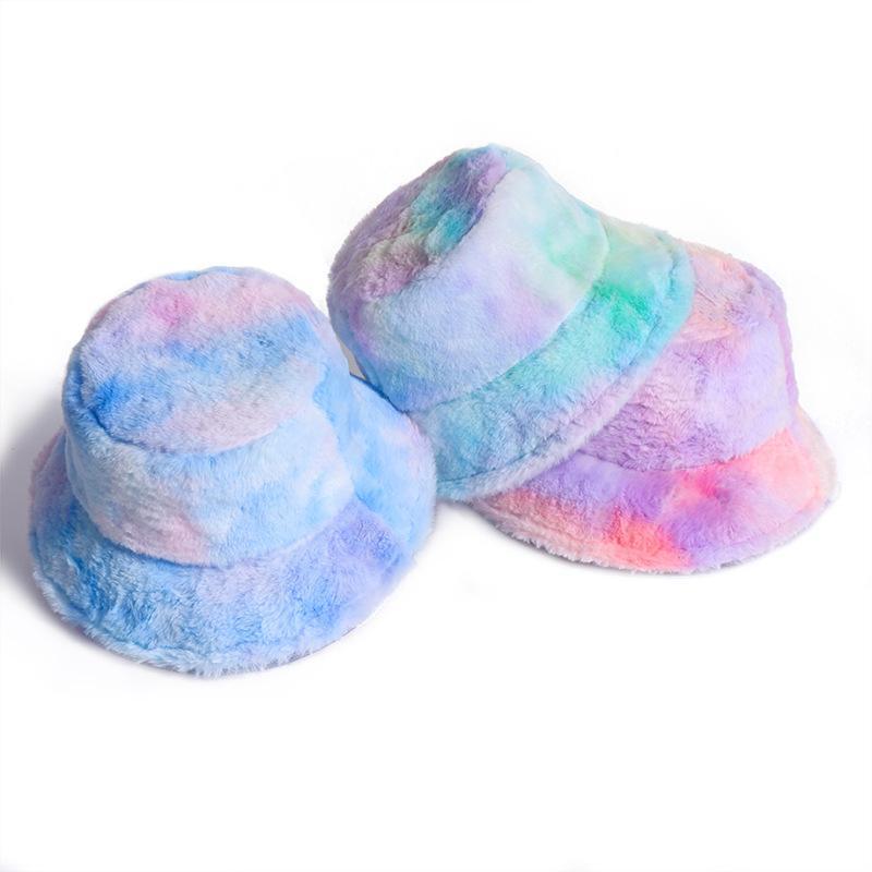 FURRY RAINBOW BUCKET HAT