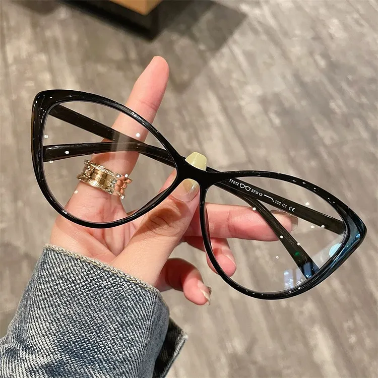 Y2K Cat Eye Glasses Women Men Transparent Black Triangle Frame ...