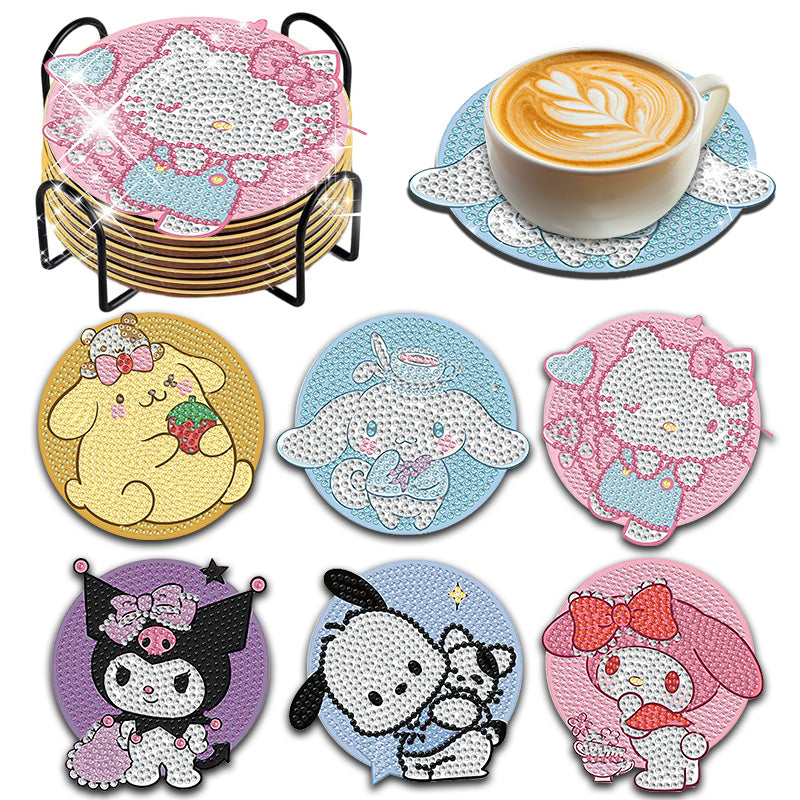6 pcs set DIY Special Shaped Diamond Painting Coaster | Cartoon