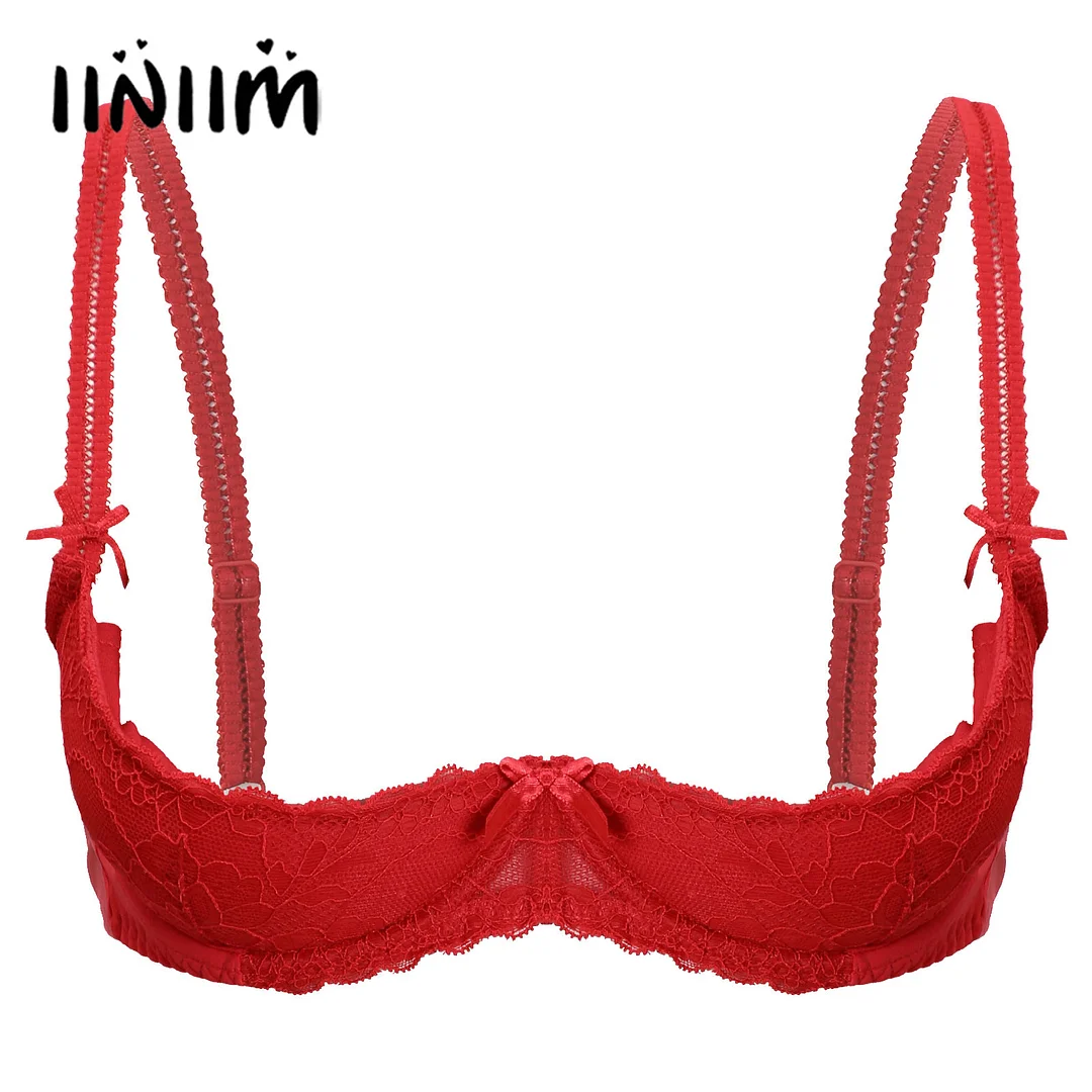 Billionm Womens Lingerie Open Chest Bras 1/2 Cup Push Up Underwire Lace ...