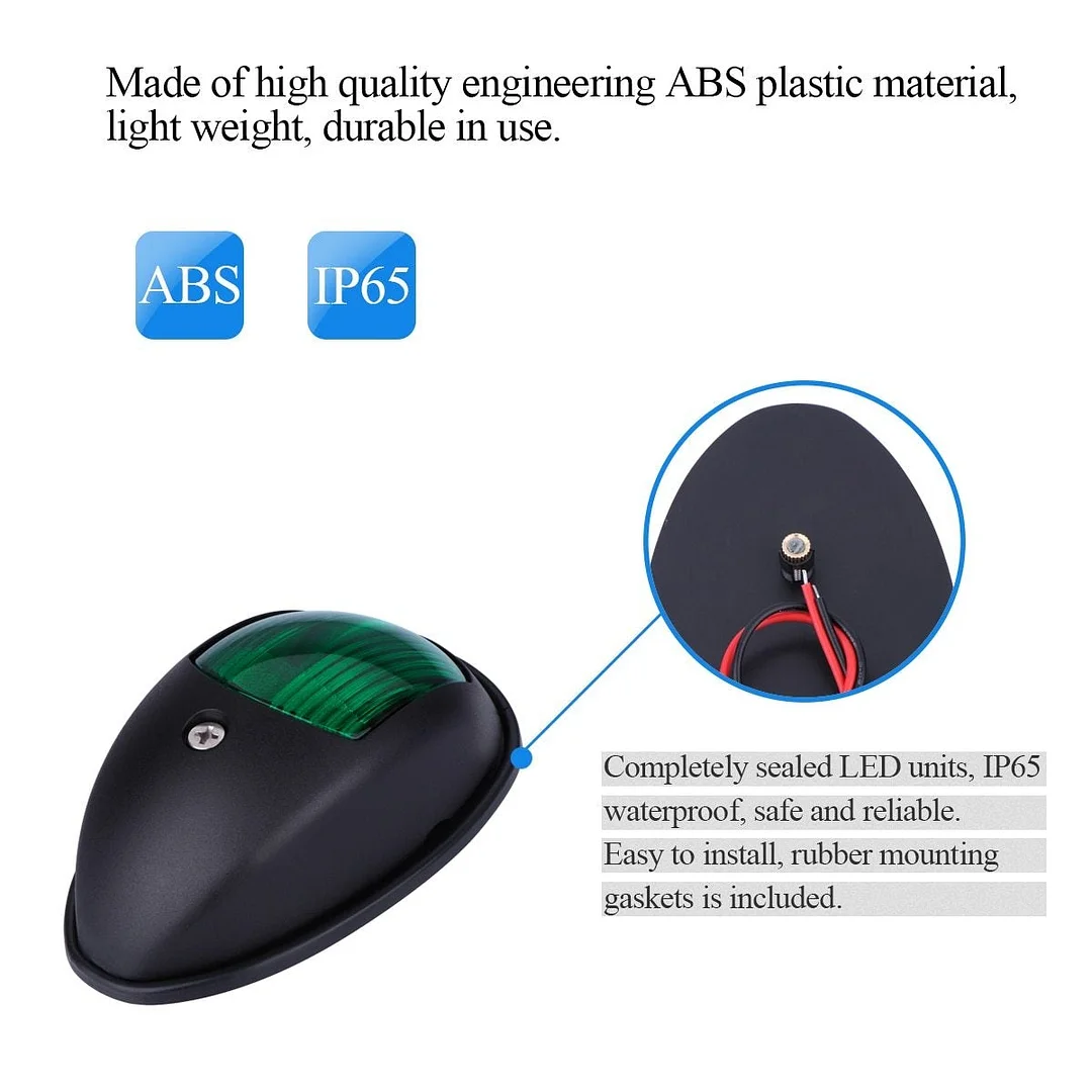 2pcs Waterproof Boat Navigation Light Green and Red Marine LED ...