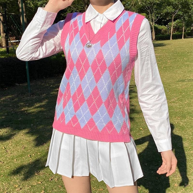 DIAMOND CHECK KNIT VEST 202108主动下架