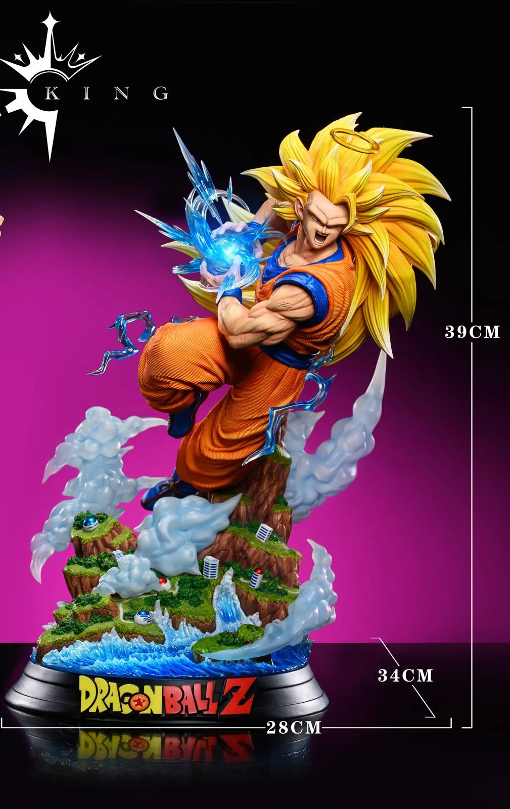 Super Saiyan 3 Son Goku with LED - Dragon Ball Resin Statue - KING Studio