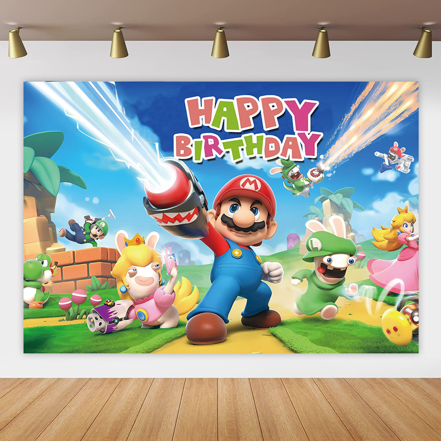 Shop Affordable Happy Birthday Super Mario Kids Backdrop