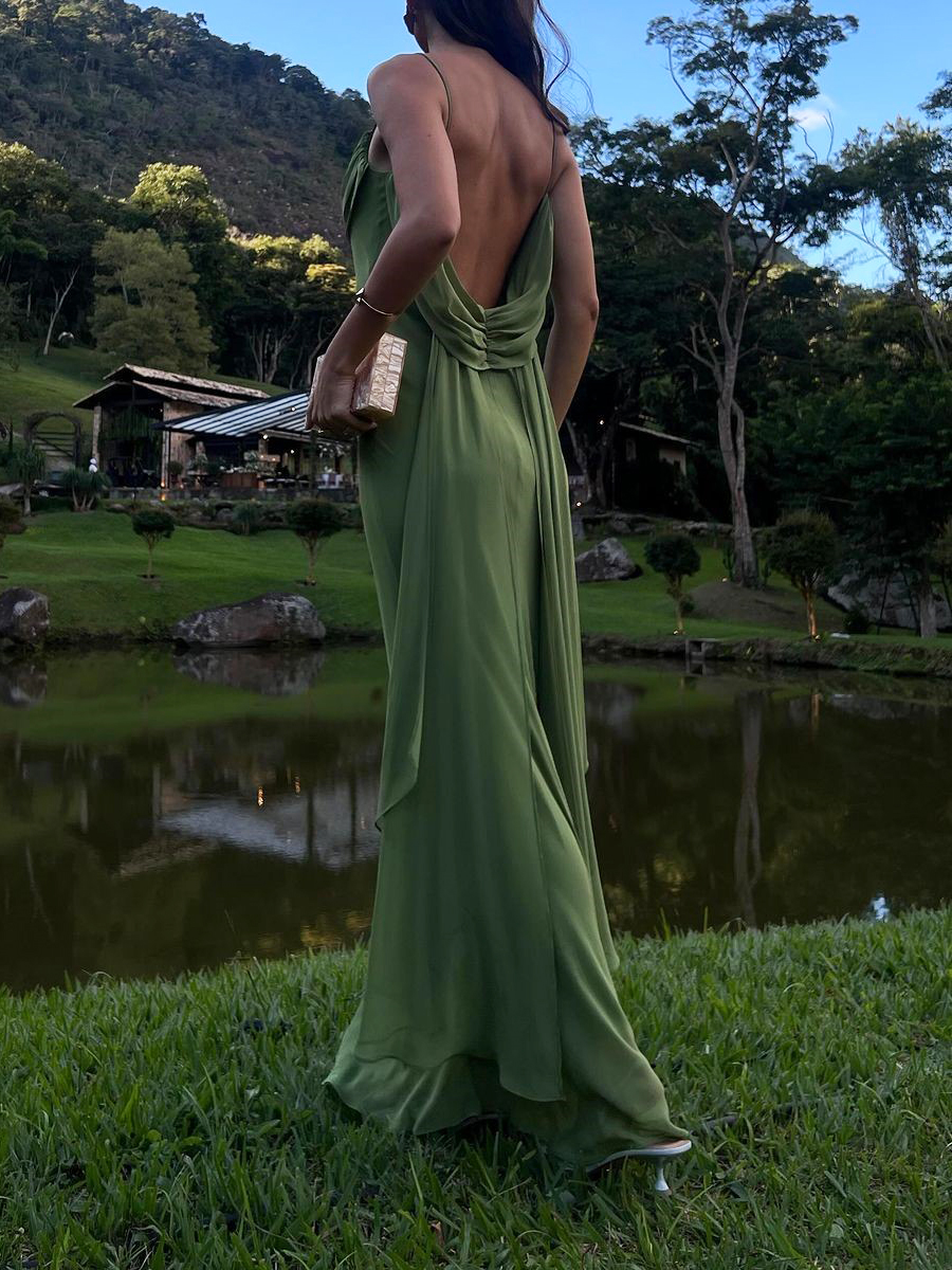 Elegant Backless Maxi Slip Party Dress