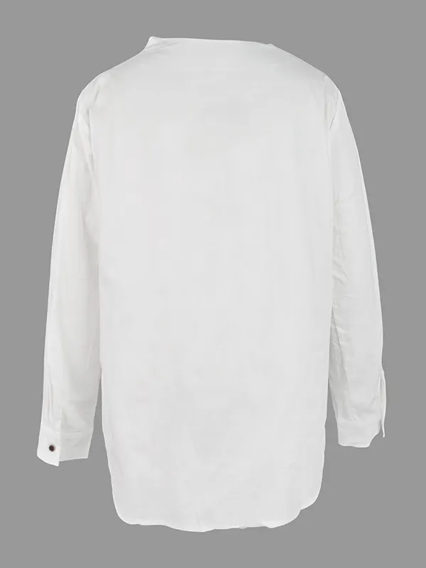 Asymmetric Elegance: Buttoned Split-Front Blouses & Shirts Tops with ...