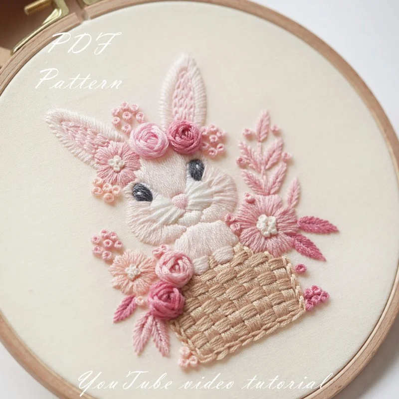 Pink Bunny-Hand Embroidery Pattern
