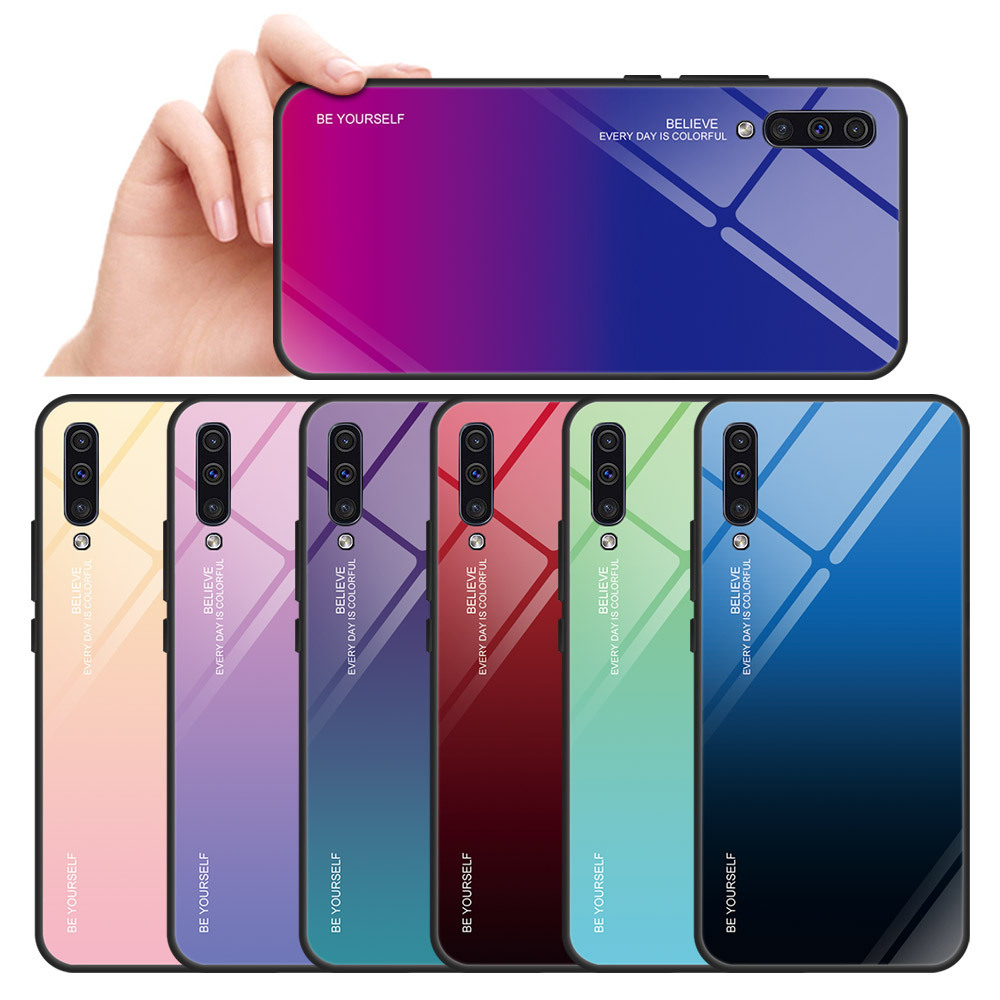 Rare color gradient tempered glass case-For Samsung