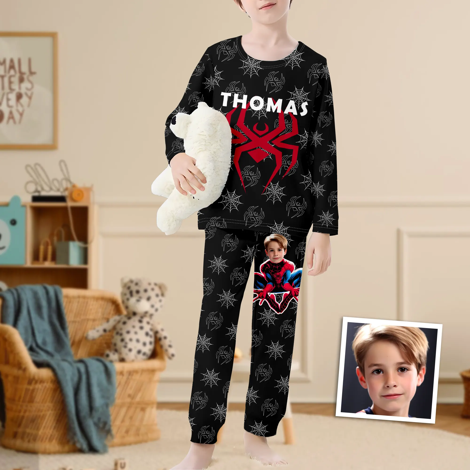 Personalisierte Crew Neck Spider Man Superhero lange Ärmel Kinder ...