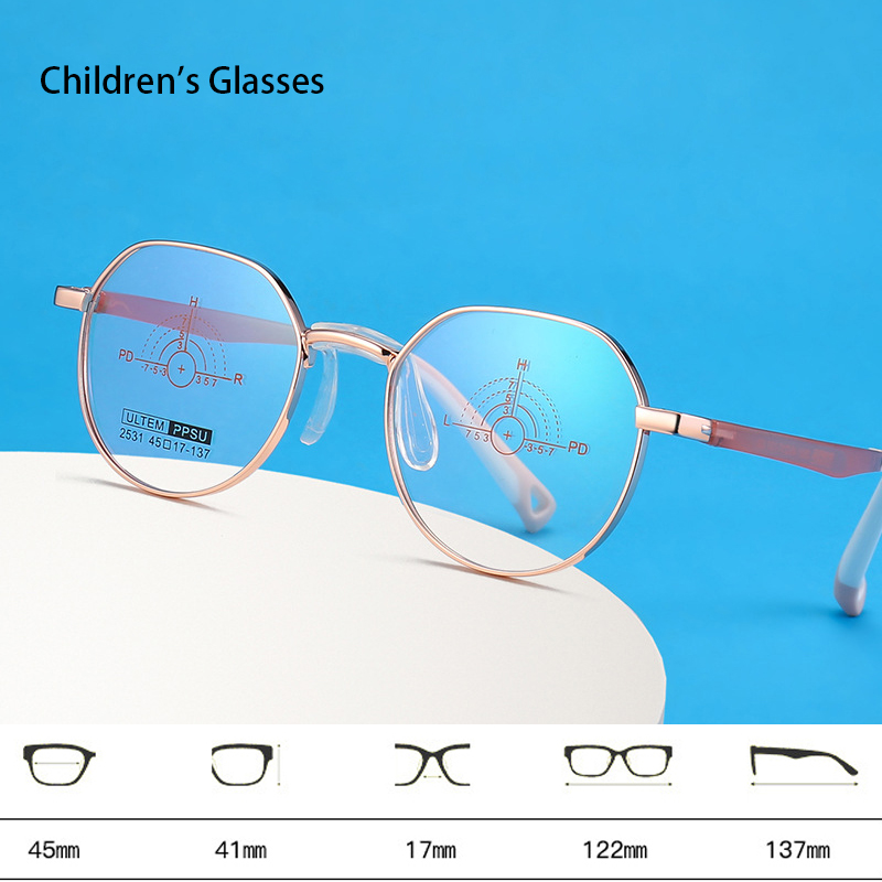 Children's Frame Retro Round Ultra Light Alloy PPSU Spectacle Custom ...