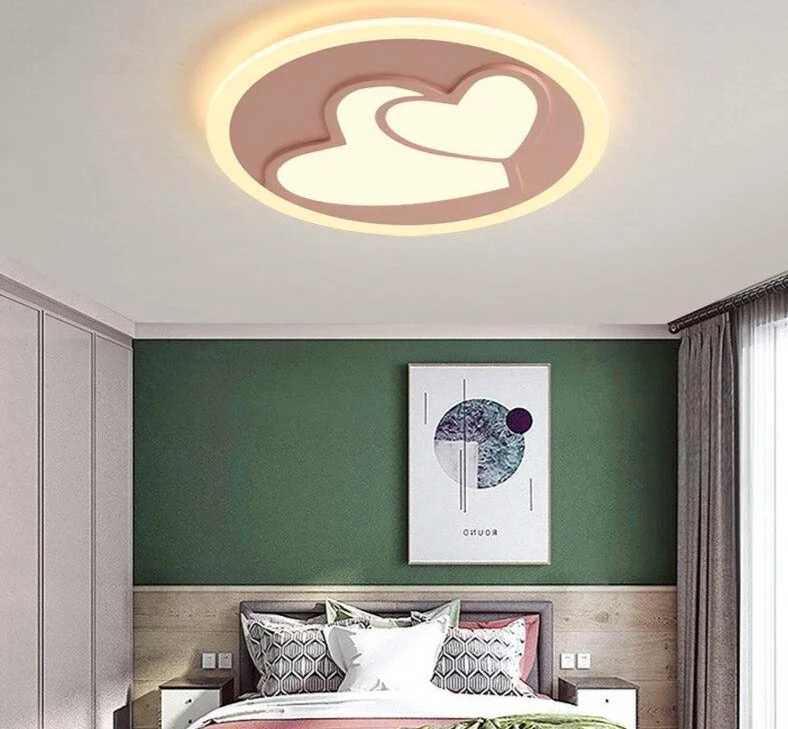 Acrylic Modern Led Ceiling Lights Pink Heart Shape For Living Room ...