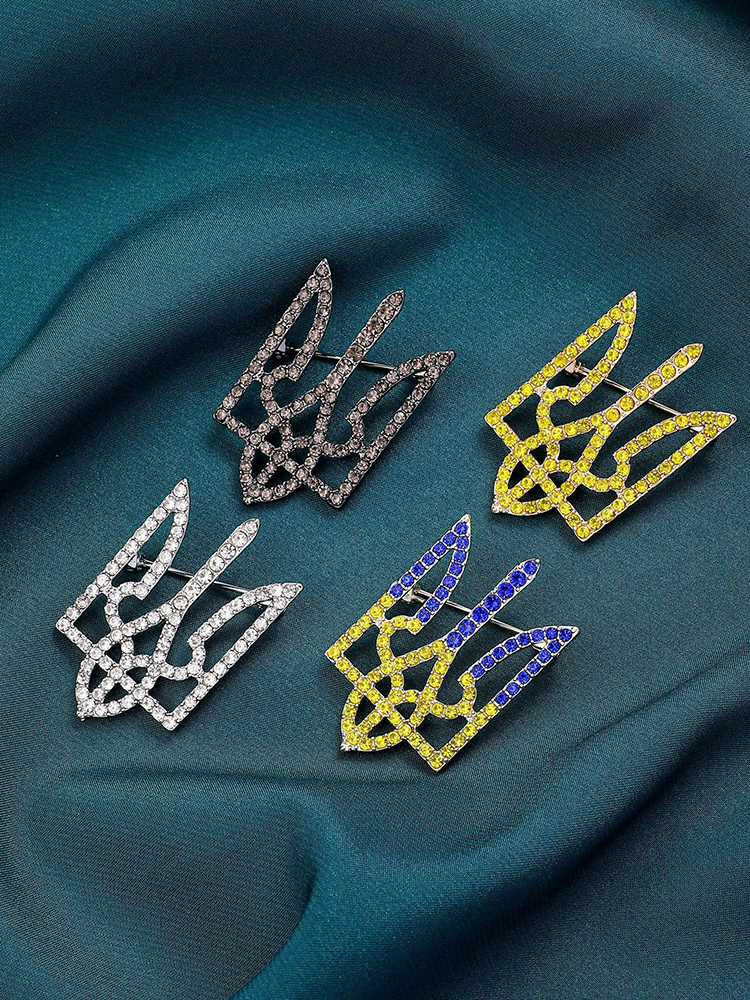 Ukrainian Trident Gemstone Brooch 10.99