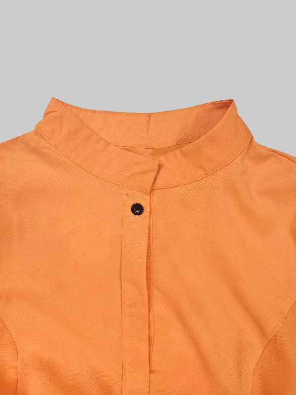 Buttoned Layered Pleated Pockets Ruffled Solid Color Split-Joint A-Line ...