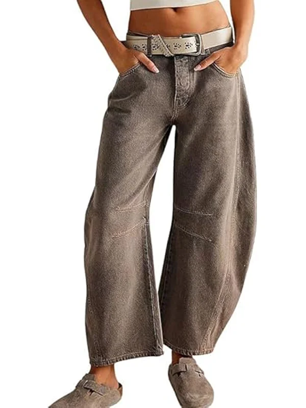 Vintage Washed Barrel-Leg Jeans