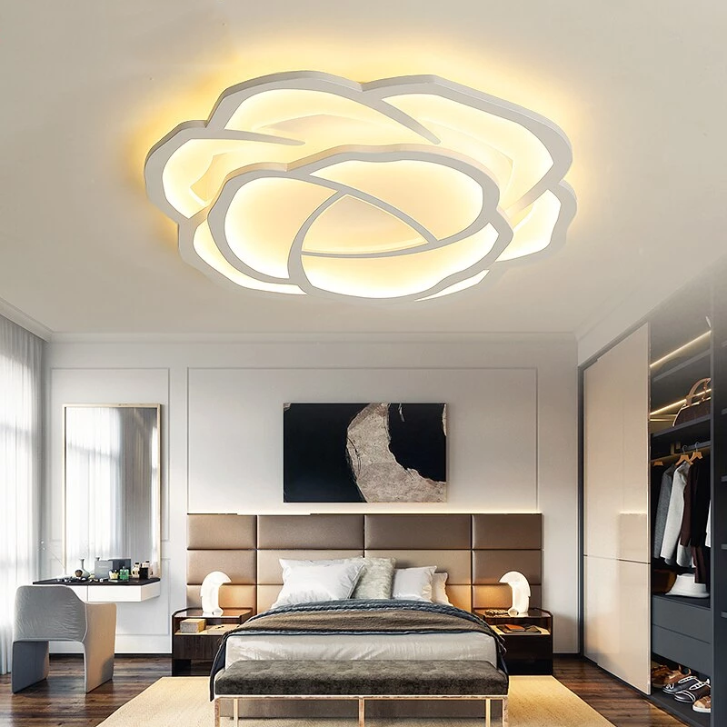 White Rose LED Ceiling Lights For Living Room Bedroom Dining Room ...