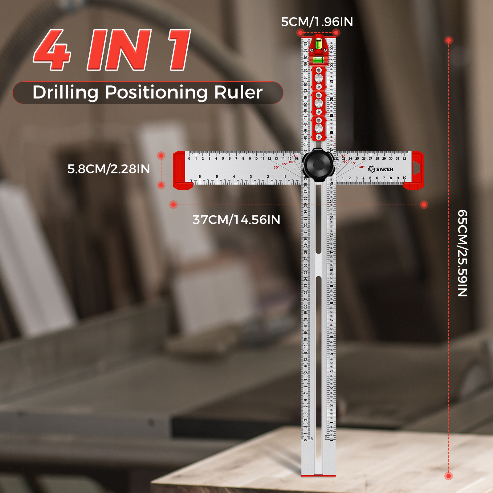 SAKER® 4 in 1 Drilling Positioning Ruler