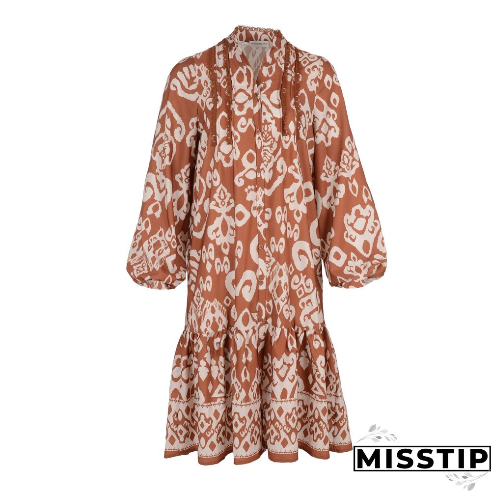 Aztec Print Front Button Down Dress - MissTip
