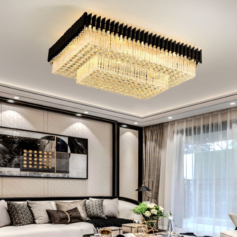 Luxury Rectangular Crystal Ceiling Lamp - Dazzling Large-Scale Lighting ...