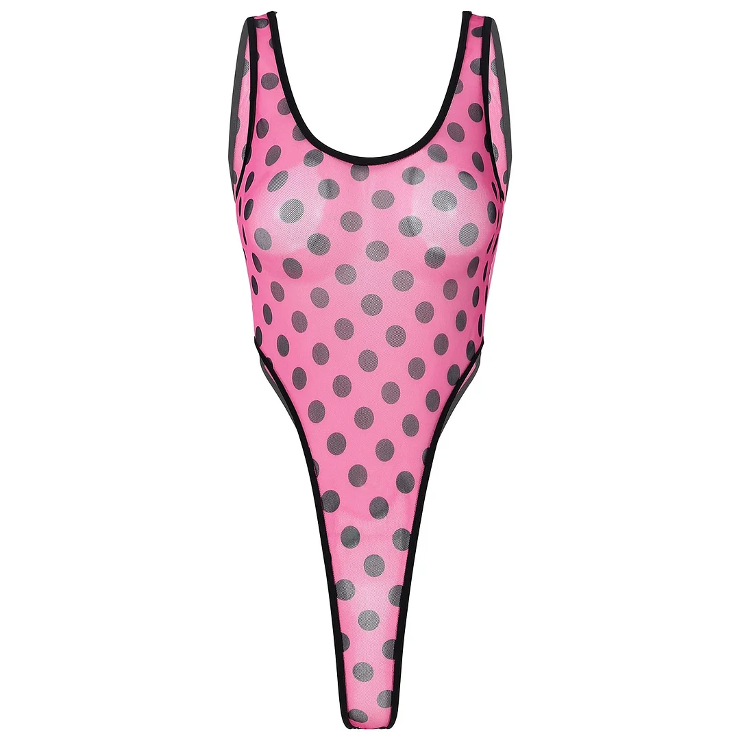 Billionm Women' s High Cut Monokini Swimsuit See Through Sheer Mesh One ...