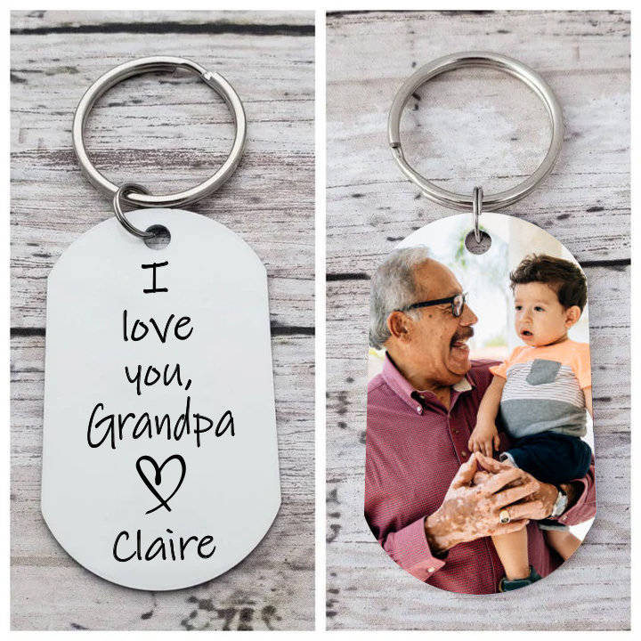 Personalized Grandpa Photo Keychain Gift-I Love You, Grandpa-Custom ...