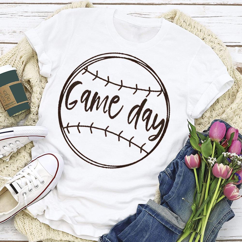 Baseball Print Game Day Letter T-shirt