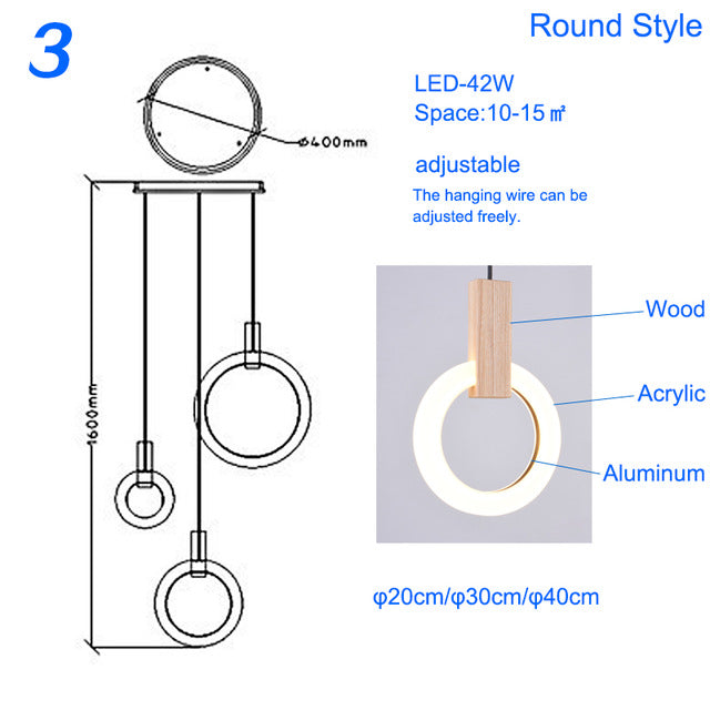 Ring Shaped Wooden Led Pendant Lights Bedroom Pendant Lamp Dining Room ...