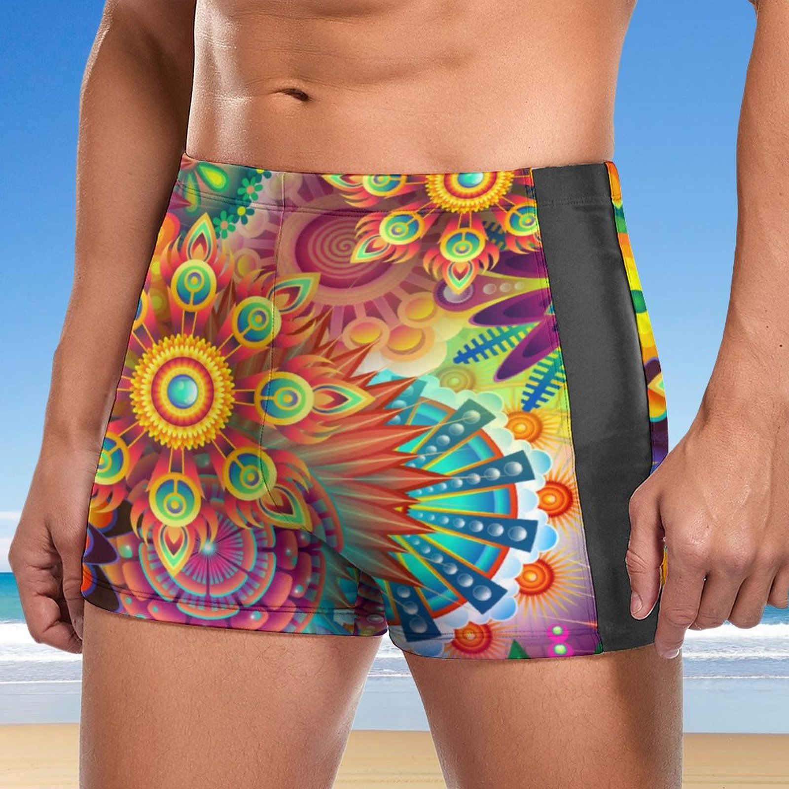SFNEEWHO Bohemian Psychedelic Garden Retro 70S Swim Brief Square Leg ...