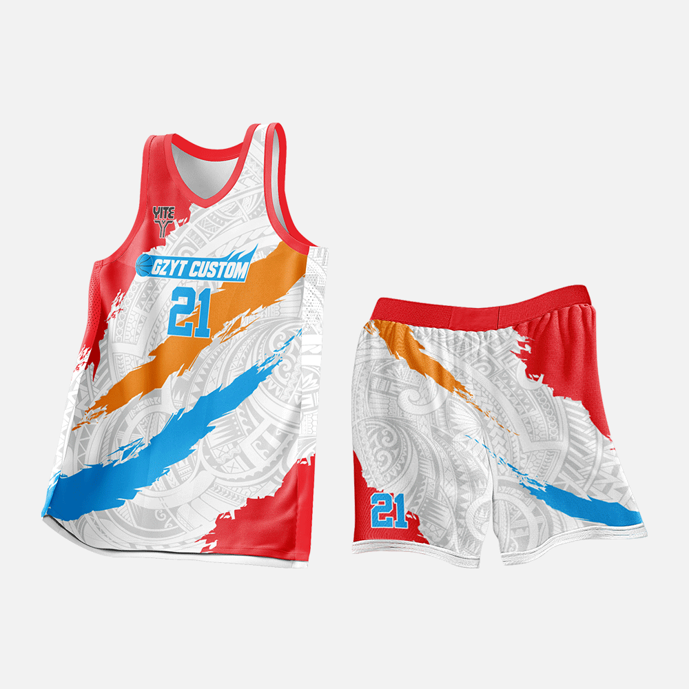 YITE | XL25-049- White And Red Basketball Uniforms