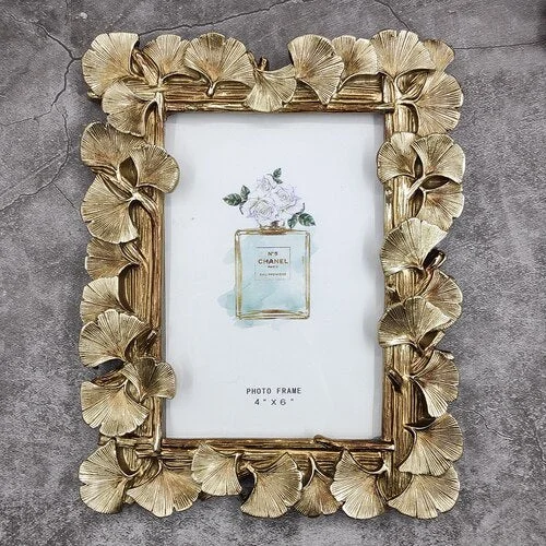 Creativity Photo Frame Relief Golden Ginkgo Biloba Resin Plant Photo ...