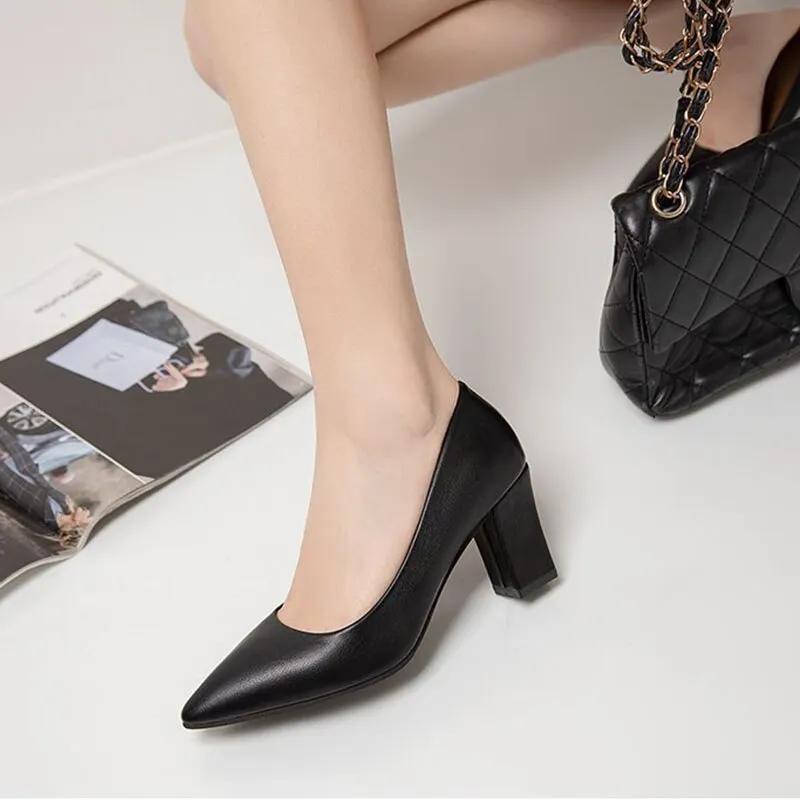 Wongn For Women 2022 Female 7cm High Block Pumps Ladies Sexy Chunky ...